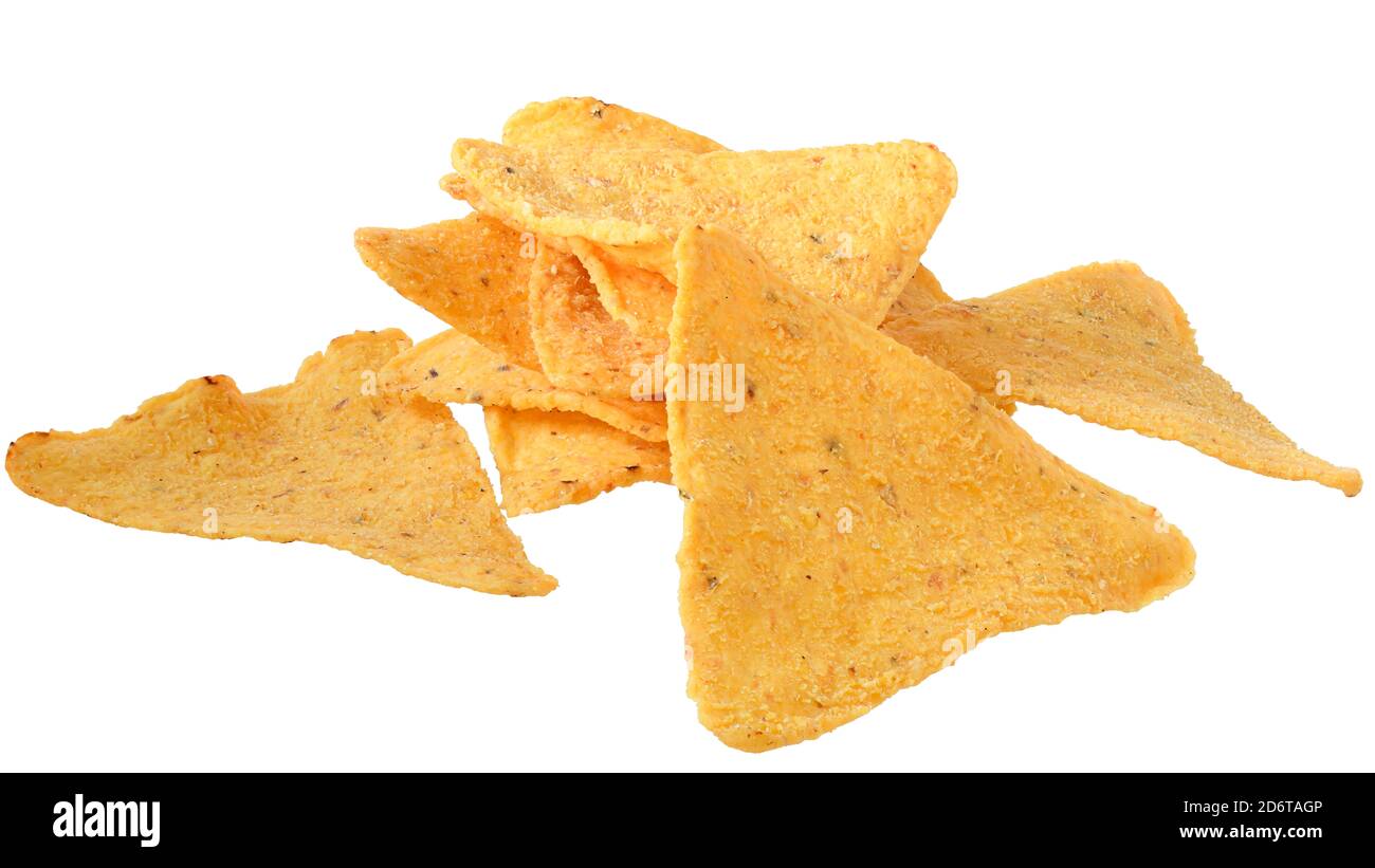 Heap of corn chips isolated on white background Stock Photo - Alamy