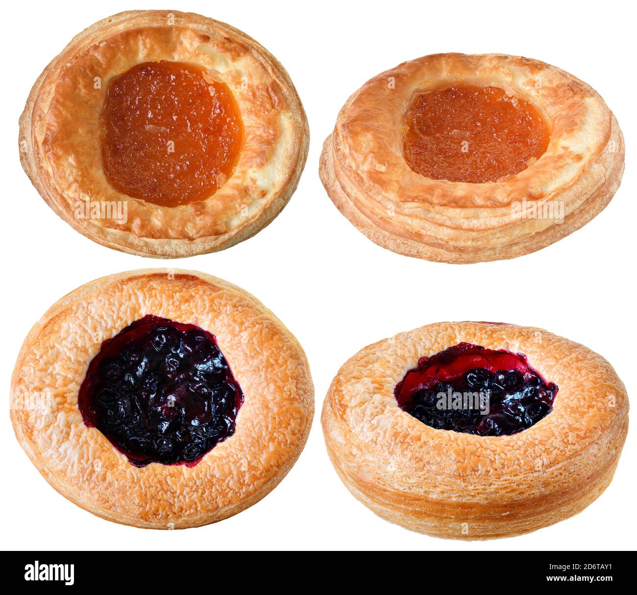 Sweet puff bun with fruit filling isolated on white background Stock ...