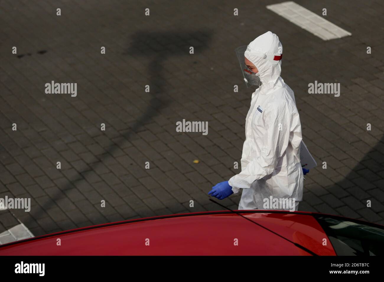 Krakow, Poland - October 10, 2020 : Red zone in Poland. A Giant car ...