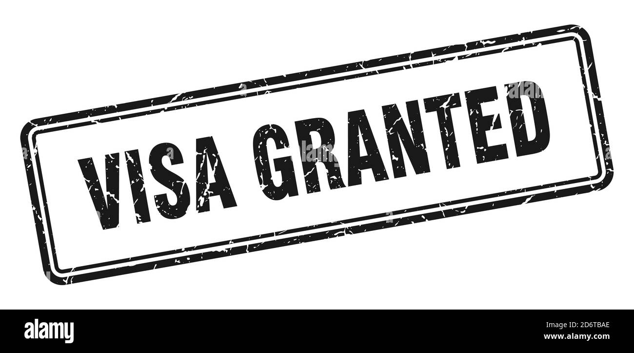 visa granted stamp. square grunge sign isolated on white background ...