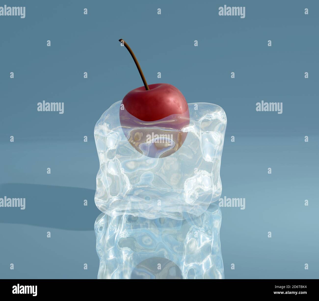 a red cherry in ice, 3d illustration Stock Photo - Alamy