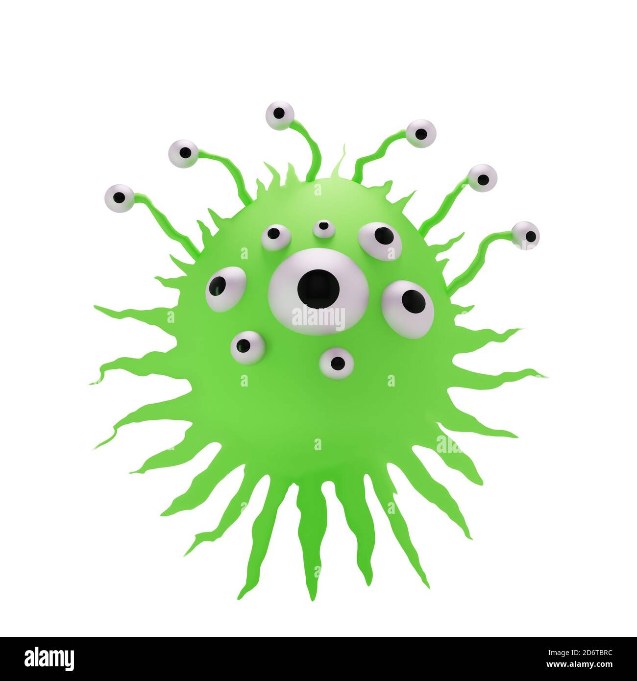 Abstract green microbe monster with many eyes, 3d illustration Stock ...