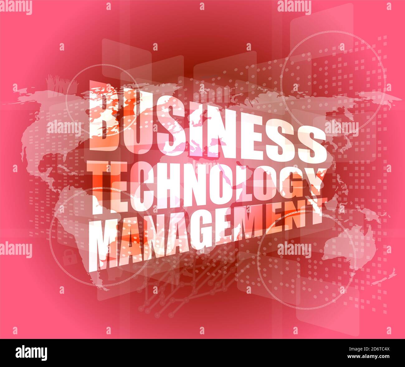business technology management words on touch screen interface Stock ...