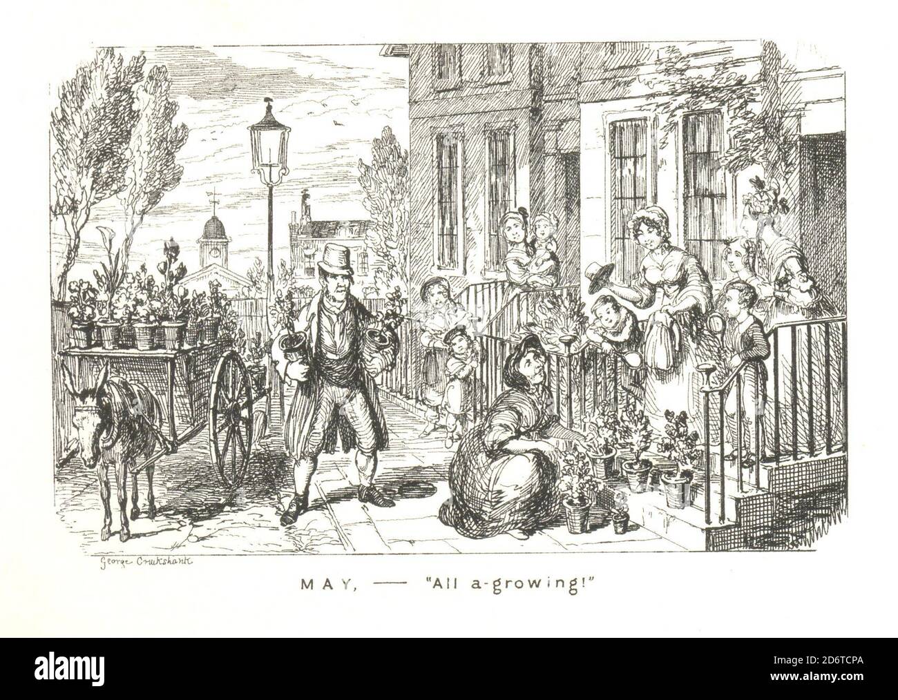 May - "All a-growing!" engraving by George Cruikshank 1836 Stock Photo ...