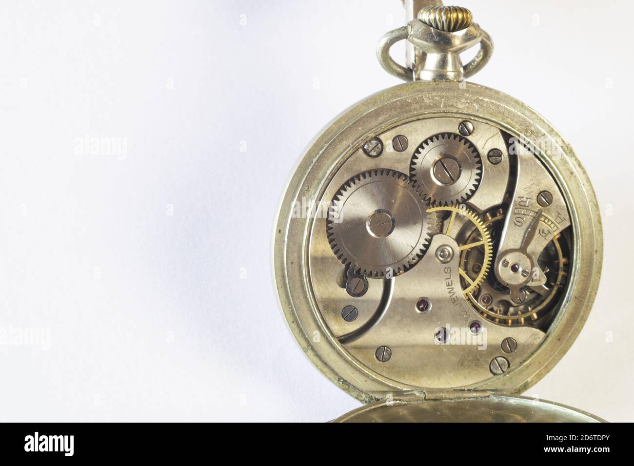 Old clock with machinery in sight Stock Photo - Alamy
