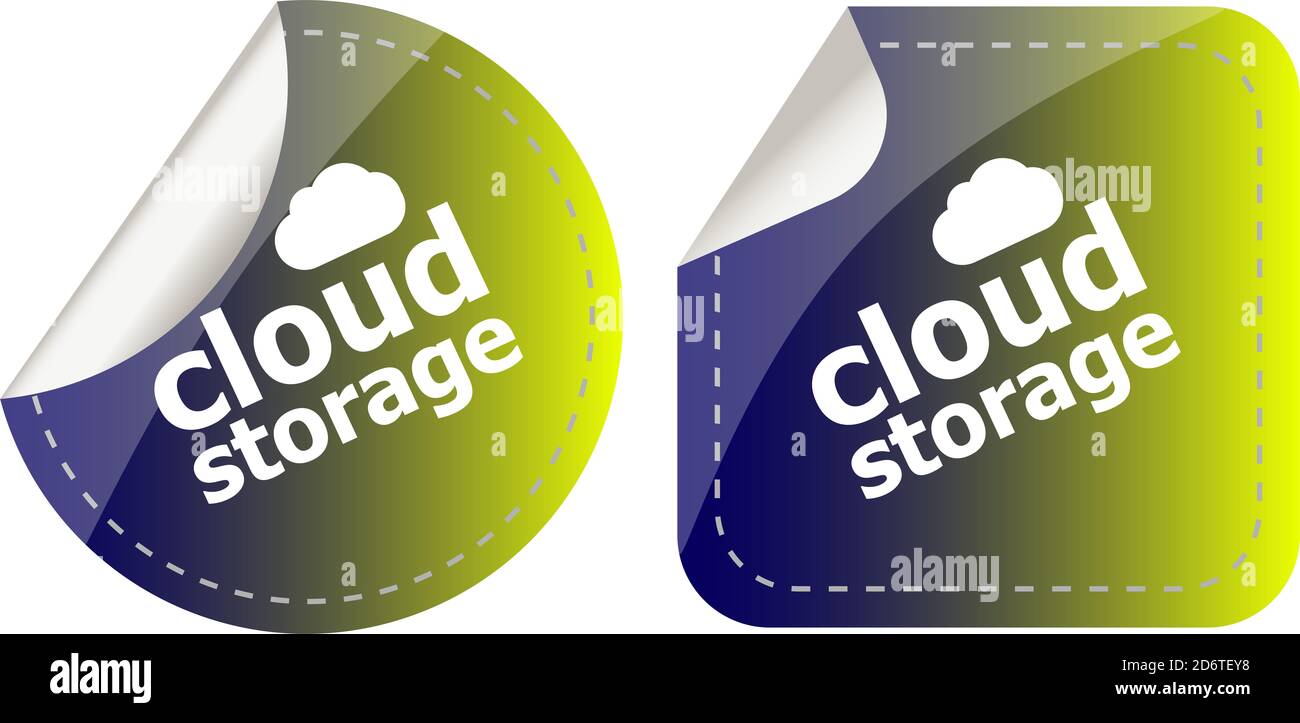 cloud storage - cloud computing icon stickers set Stock Photo - Alamy