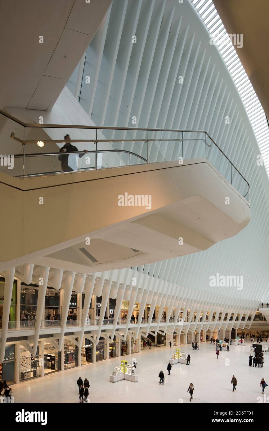 View of cantilevered stair from first level. The Oculus, World Trade ...