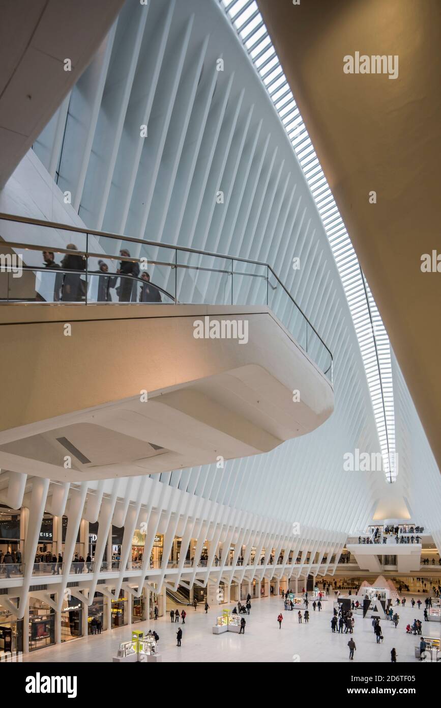 View of cantilevered stair from first level. The Oculus, World Trade ...