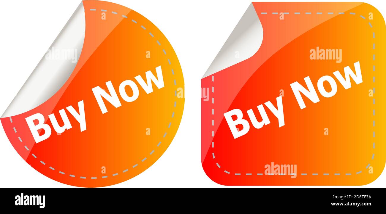 buy now word on stickers button set, business label Stock Photo - Alamy