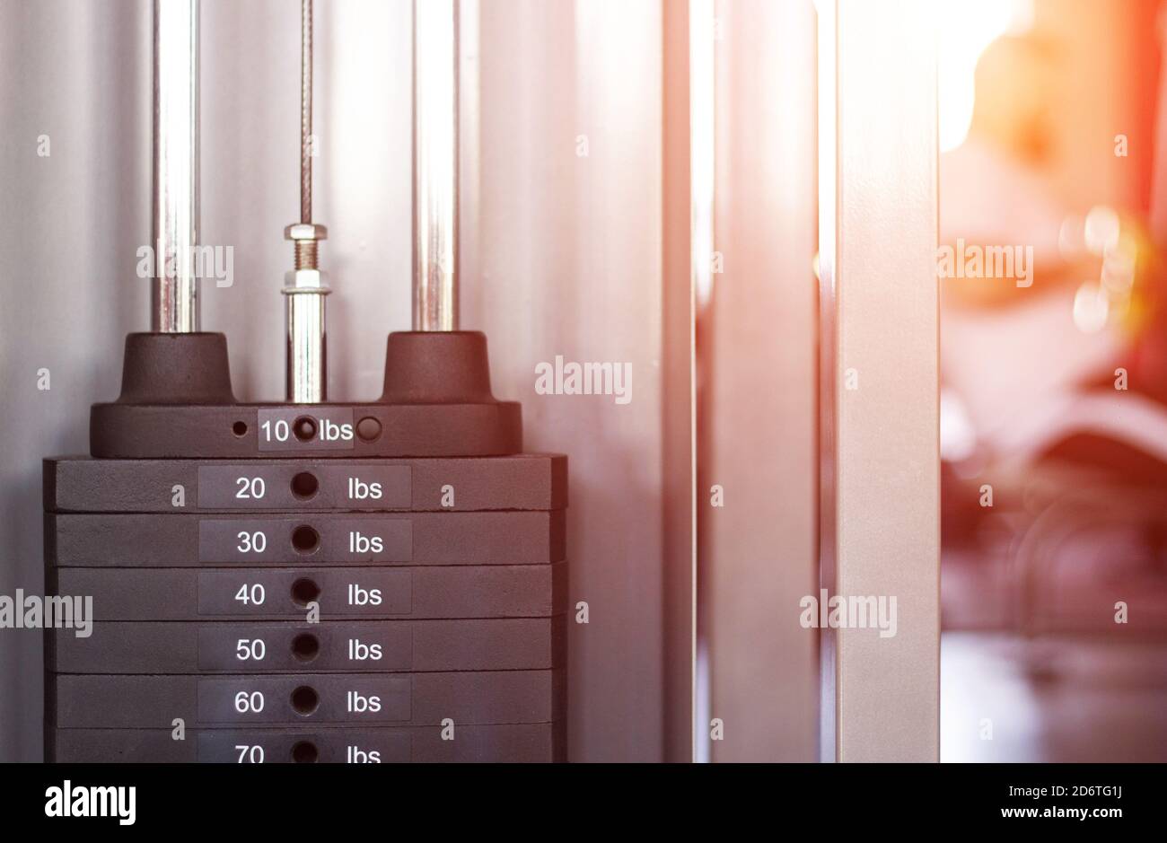 Exercise machine in the gym with increased load and weight, in the ...