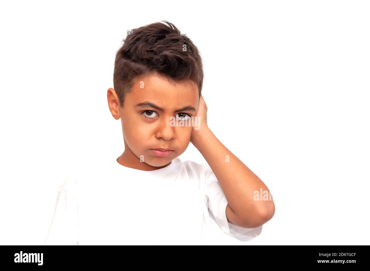 Little boy with a toothache on a white background. Children's toothache ...