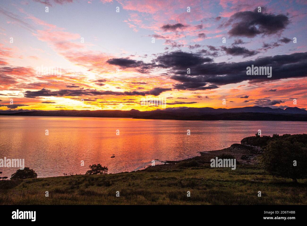 Sunset across Loch Ewe from the southern side, by the B8057, Wester ...