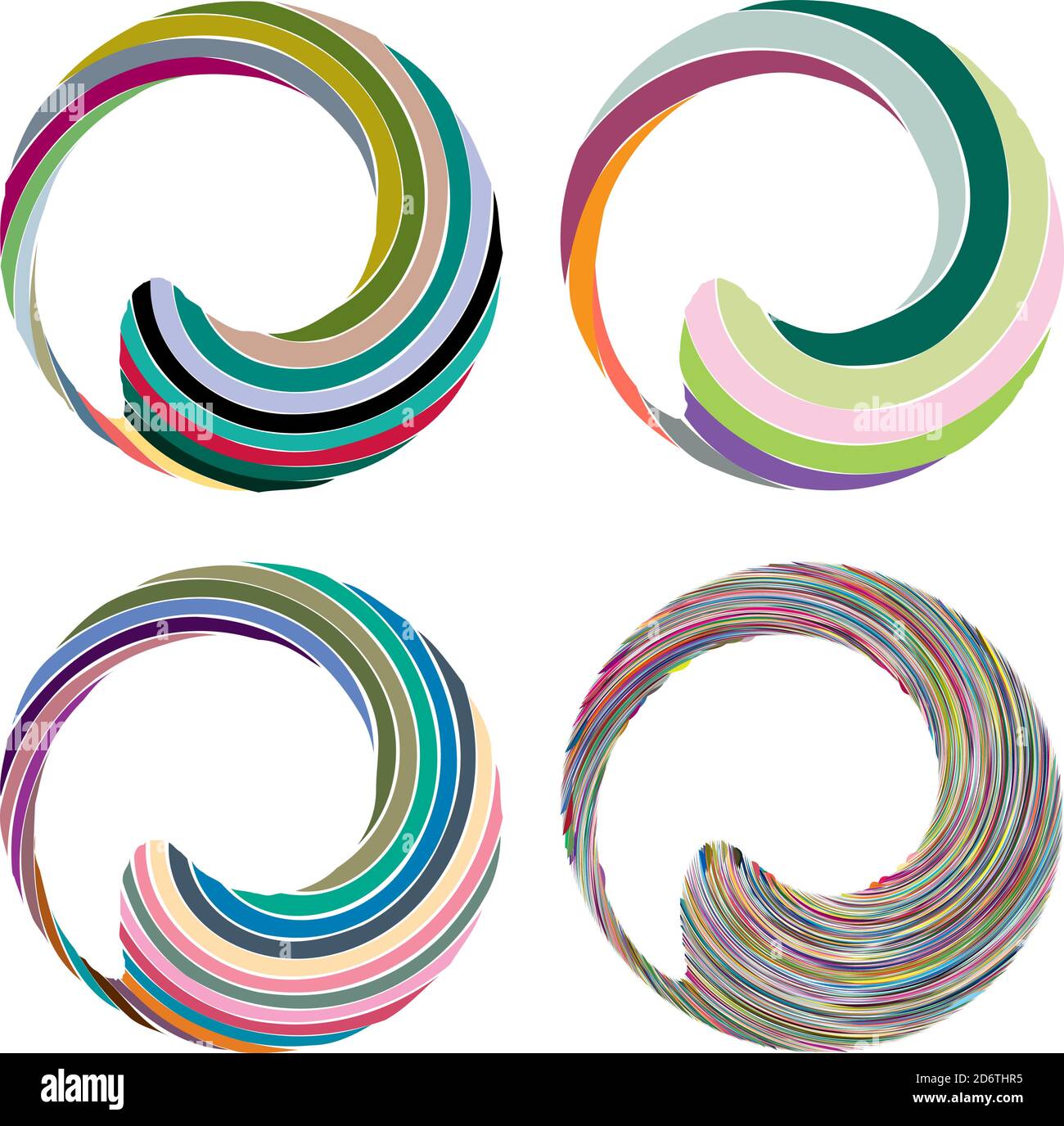 Circular Spiral, swirl, twirl design element. Concentric, radial and ...