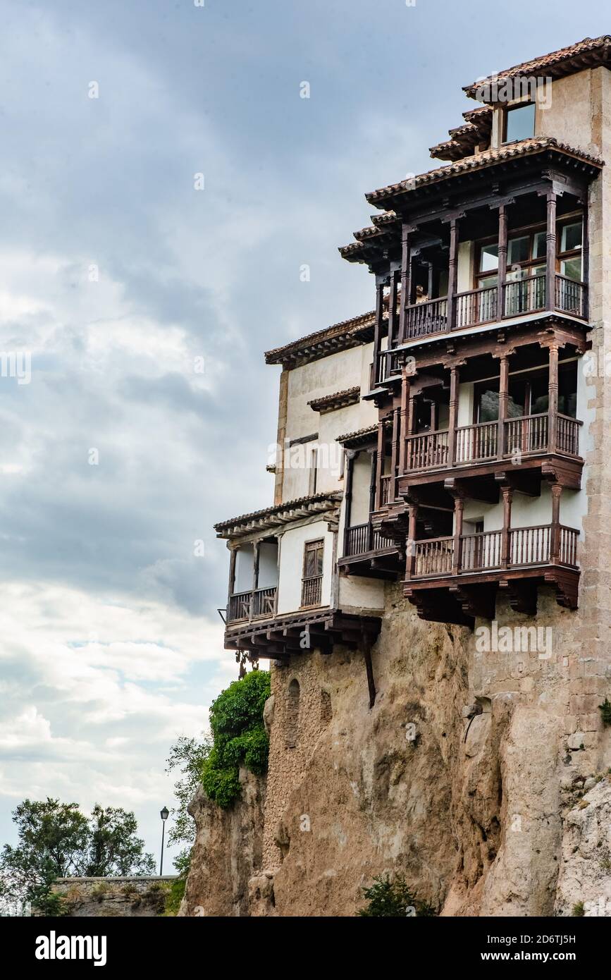 From below exterior of ancient stone residential building with ...