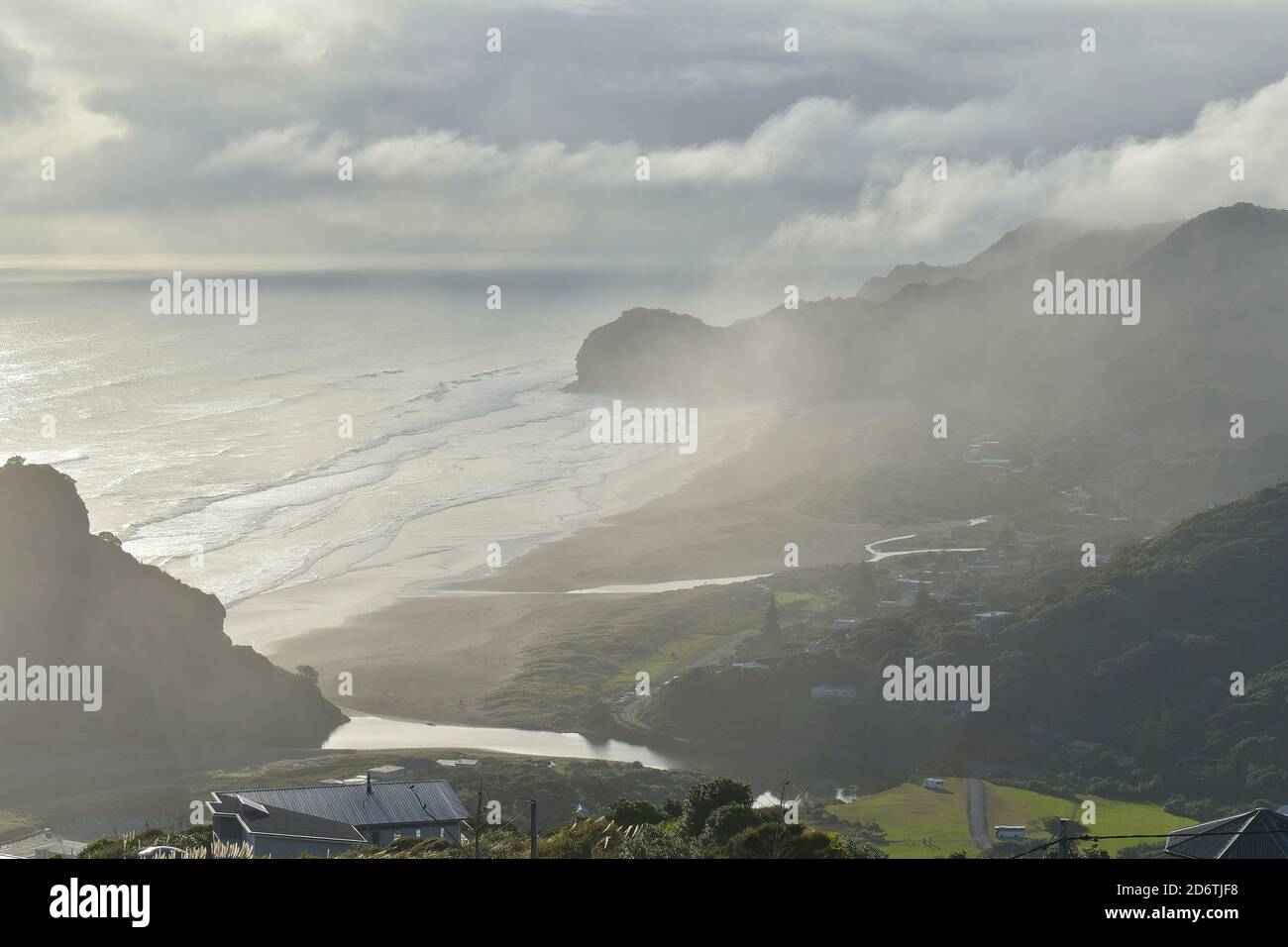 Aerial view of North Piha beach Stock Photo - Alamy
