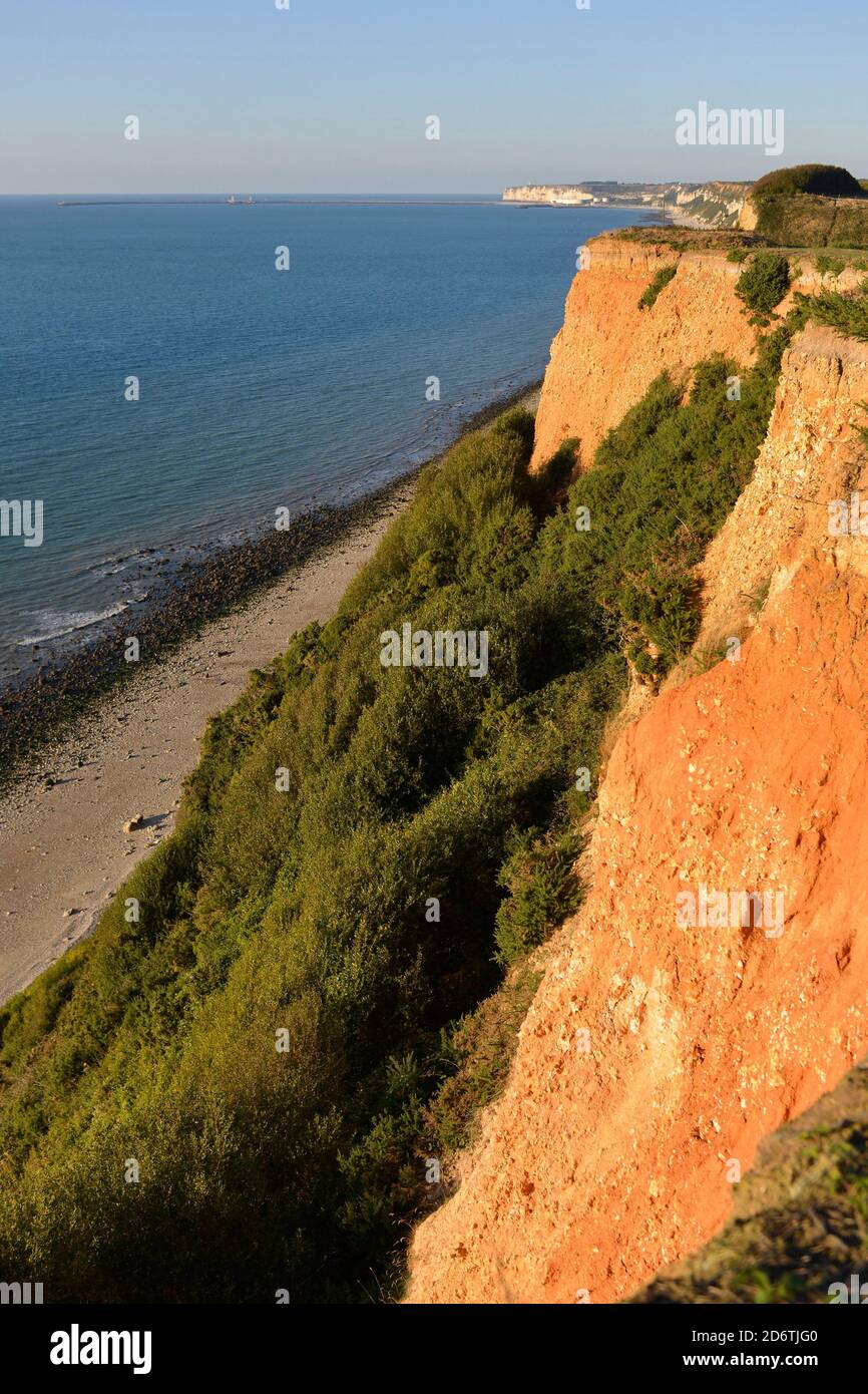Cliffs of Octeville-sur-Mer along the "Cote d'Albâtre" coastal area ...