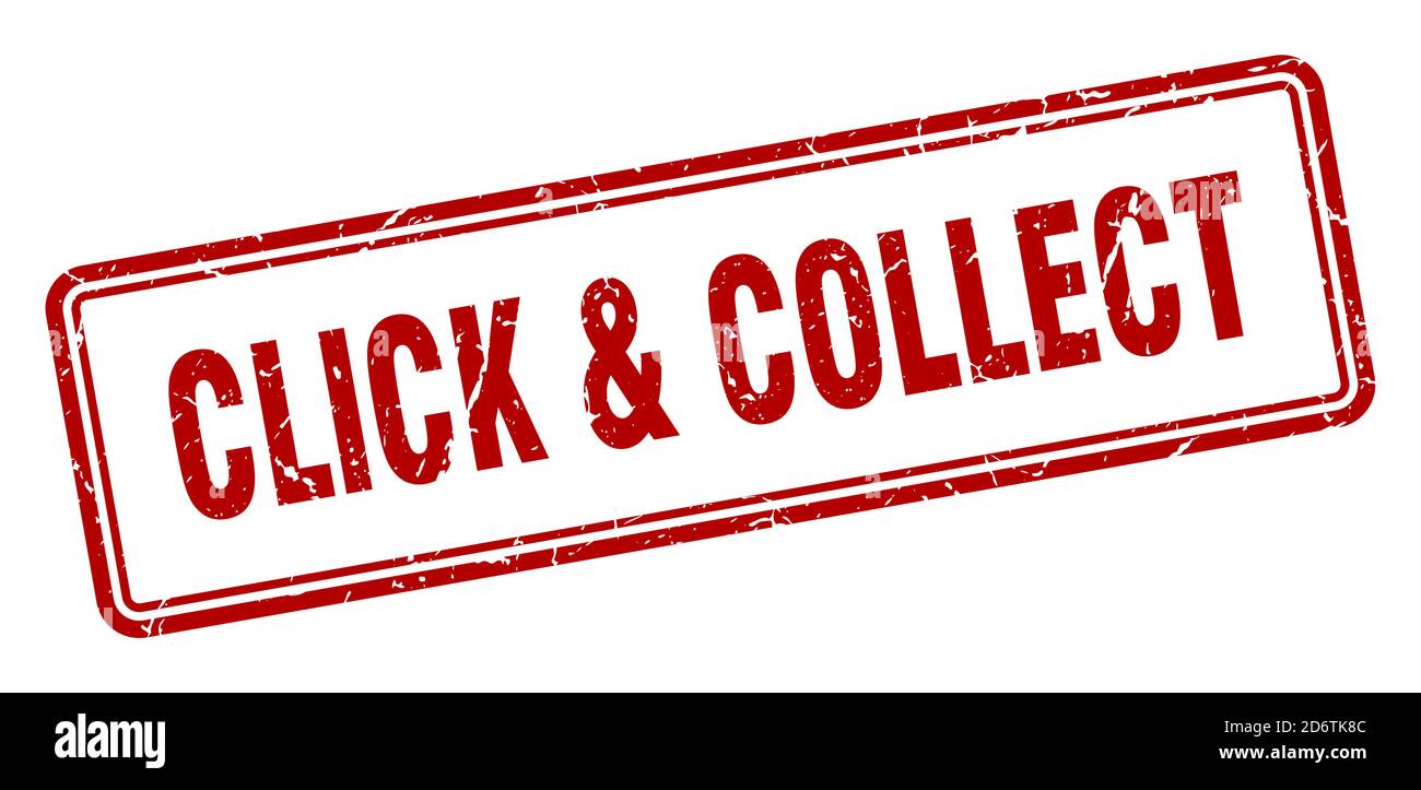click & collect stamp. square grunge sign isolated on white background ...
