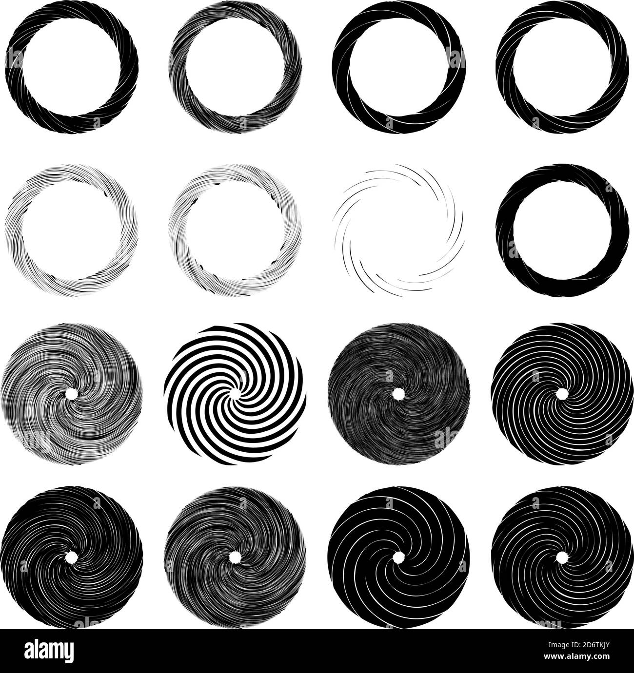 Circular Spiral, swirl, twirl design element. Concentric, radial and ...