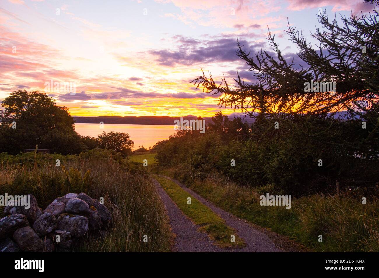 Sunset across Loch Ewe from the southern side, by the B8057, Wester ...