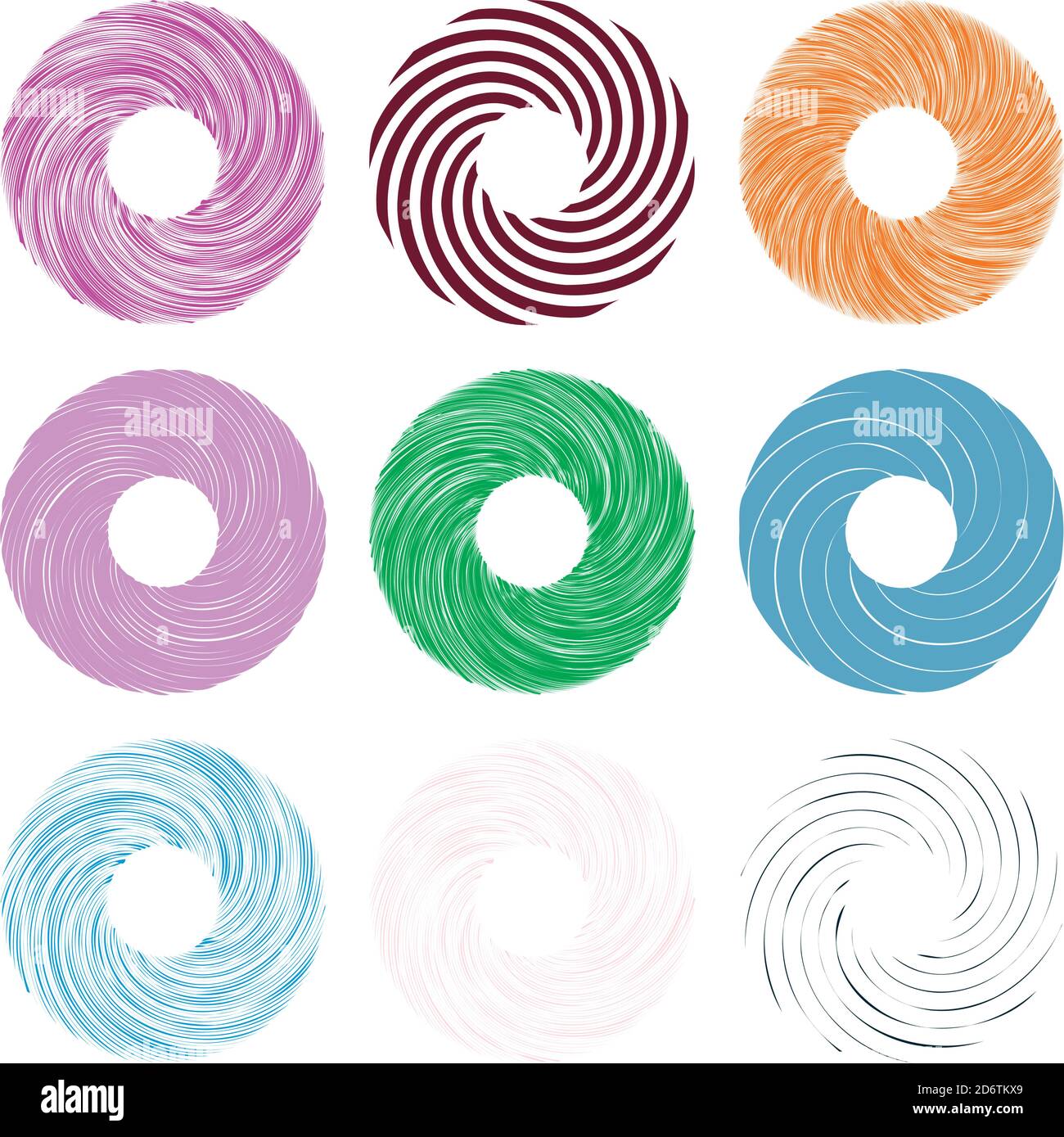 Circular Spiral, swirl, twirl design element. Concentric, radial and ...