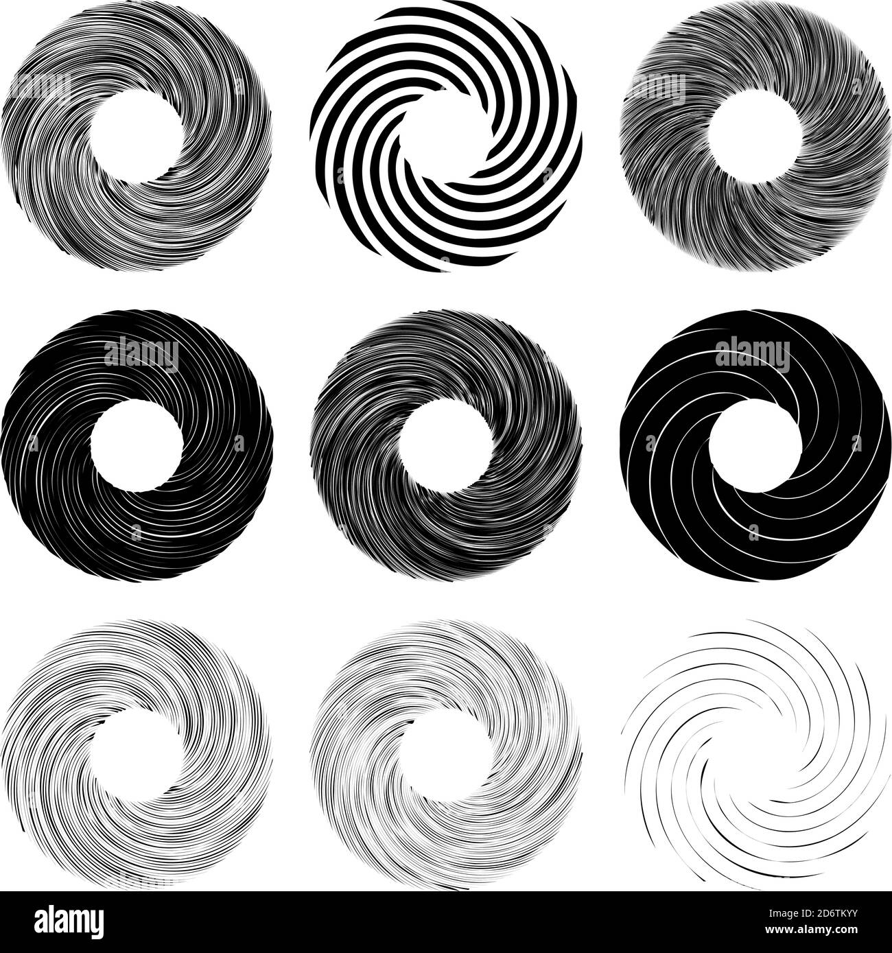 Circular Spiral, swirl, twirl design element. Concentric, radial and ...