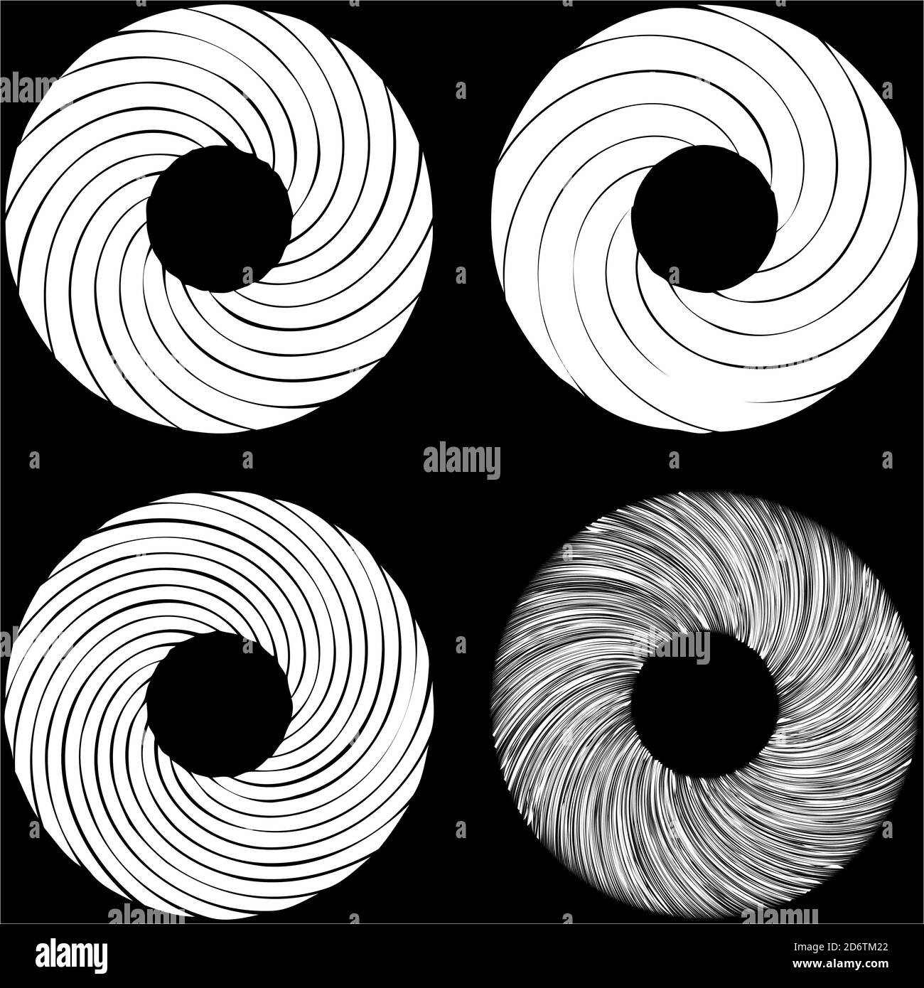 Circular Spiral, swirl, twirl design element. Concentric, radial and ...