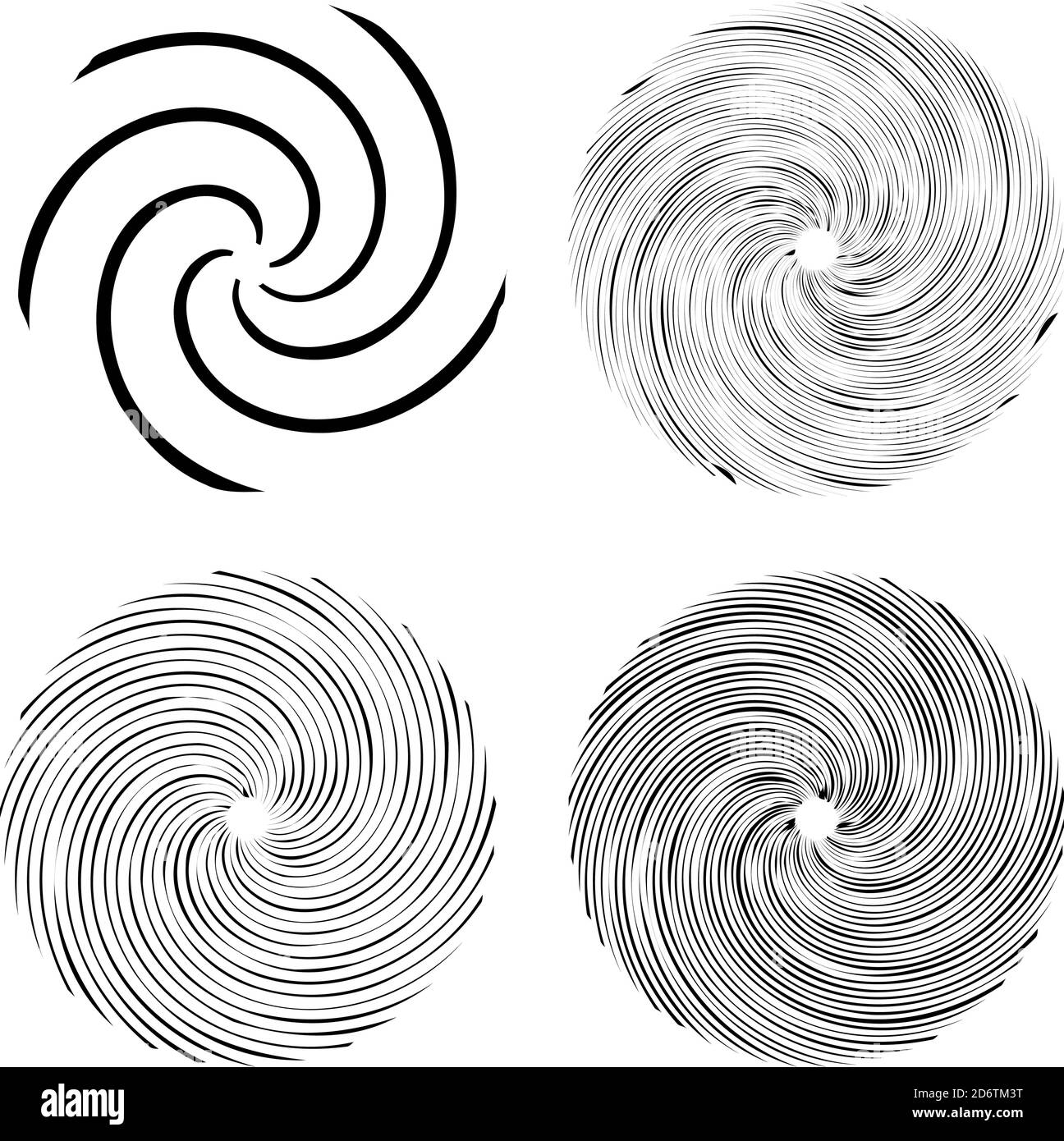 Circular Spiral, swirl, twirl design element. Concentric, radial and ...