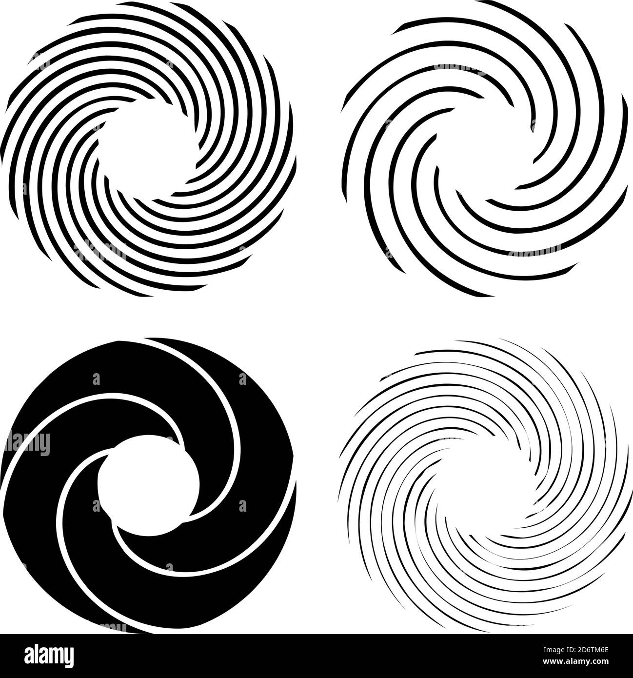 Circular Spiral, swirl, twirl design element. Concentric, radial and ...
