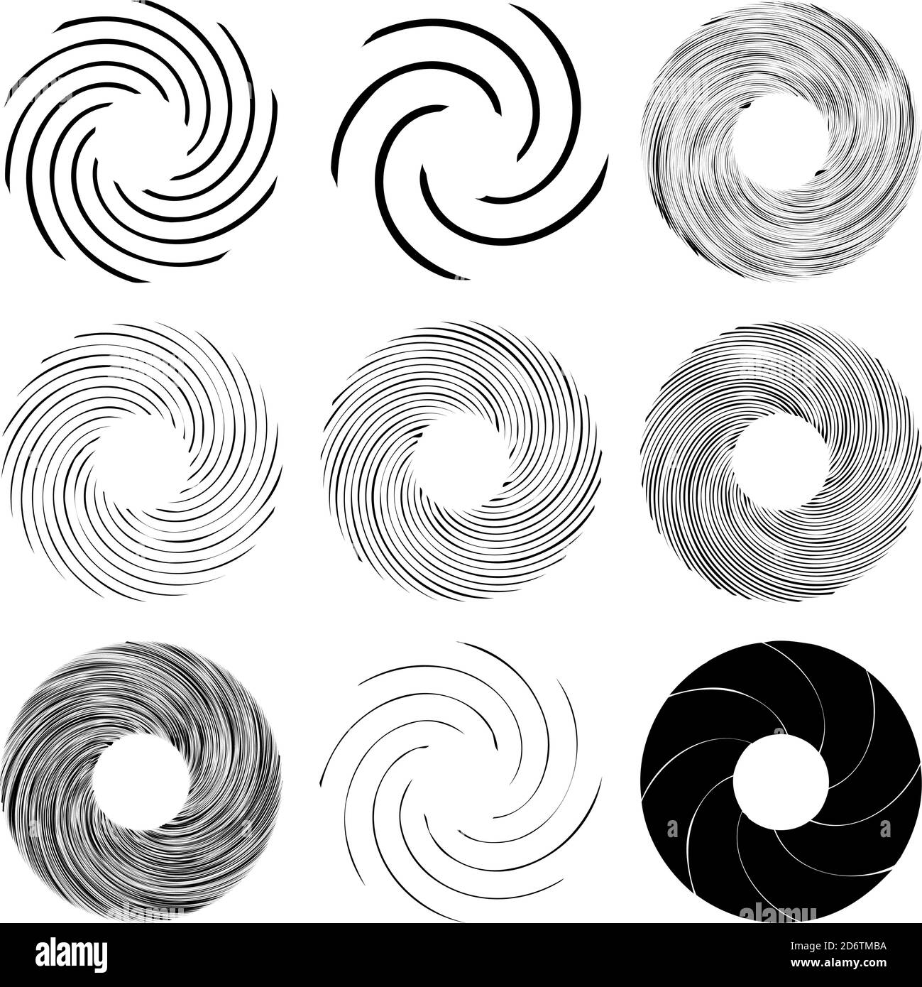Circular Spiral, swirl, twirl design element. Concentric, radial and ...