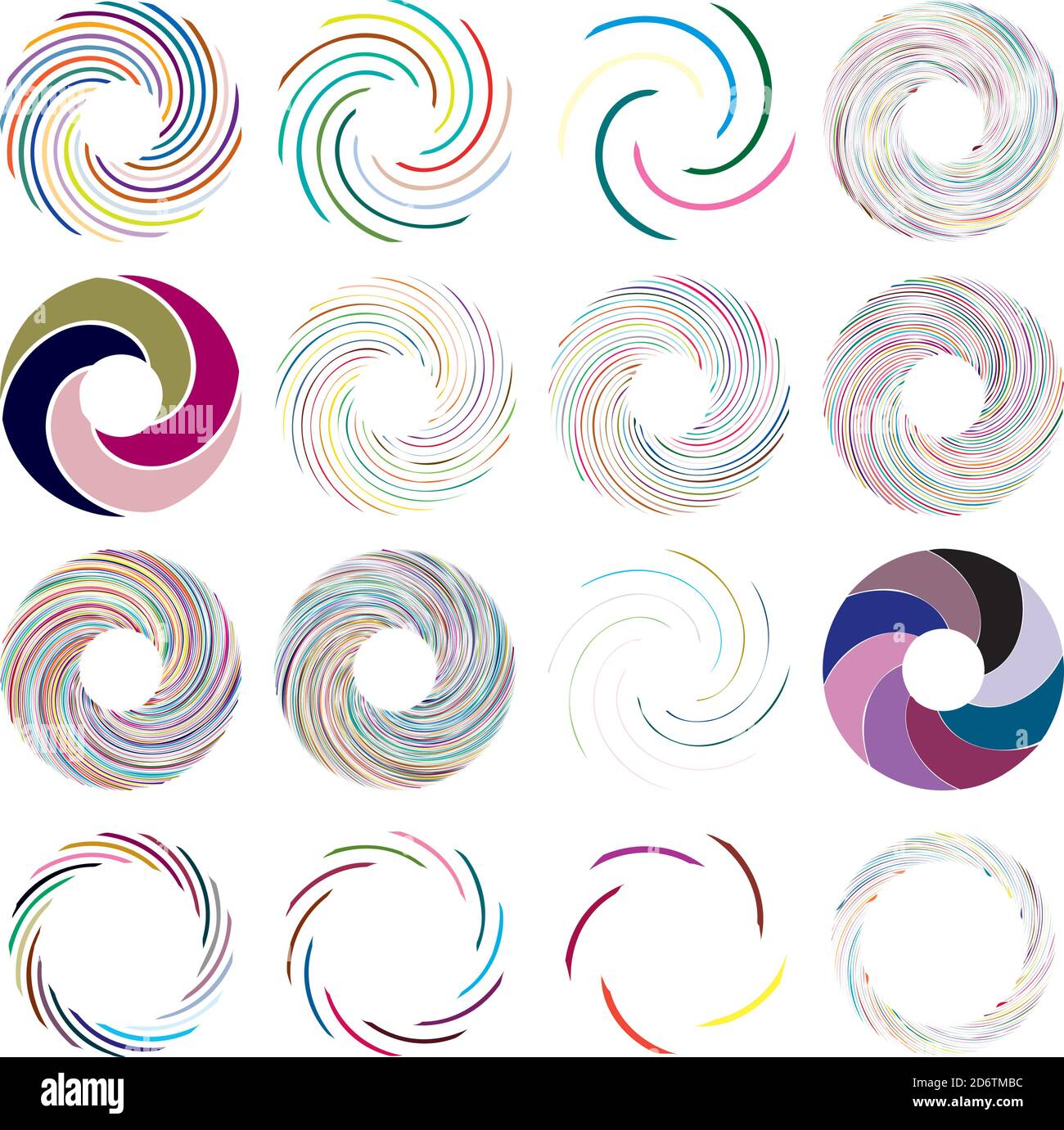 Circular Spiral, swirl, twirl design element. Concentric, radial and ...