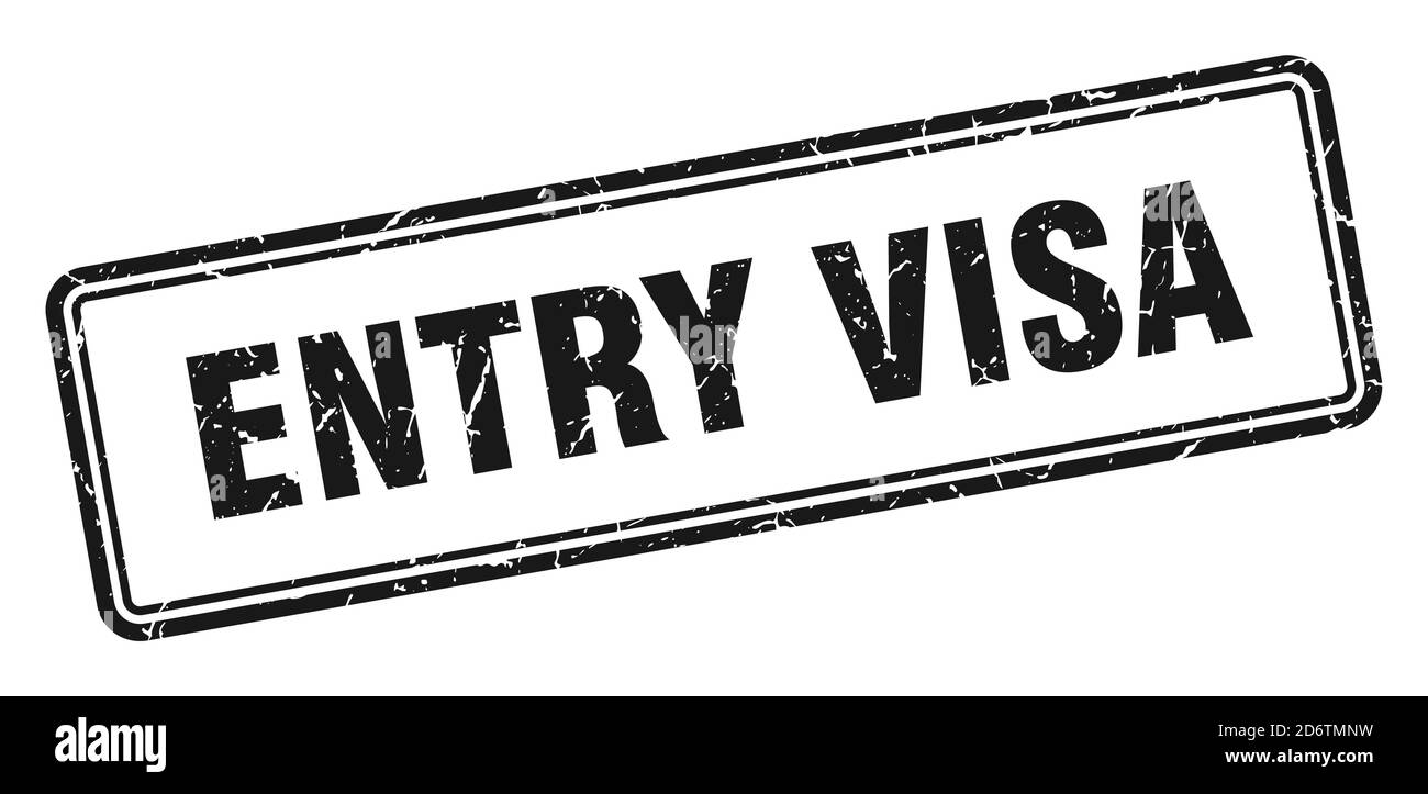 entry visa stamp. square grunge sign isolated on white background Stock ...