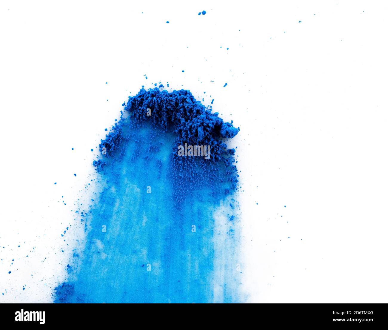 blue pigment scattered on white background Stroke with pigment. Paint ...