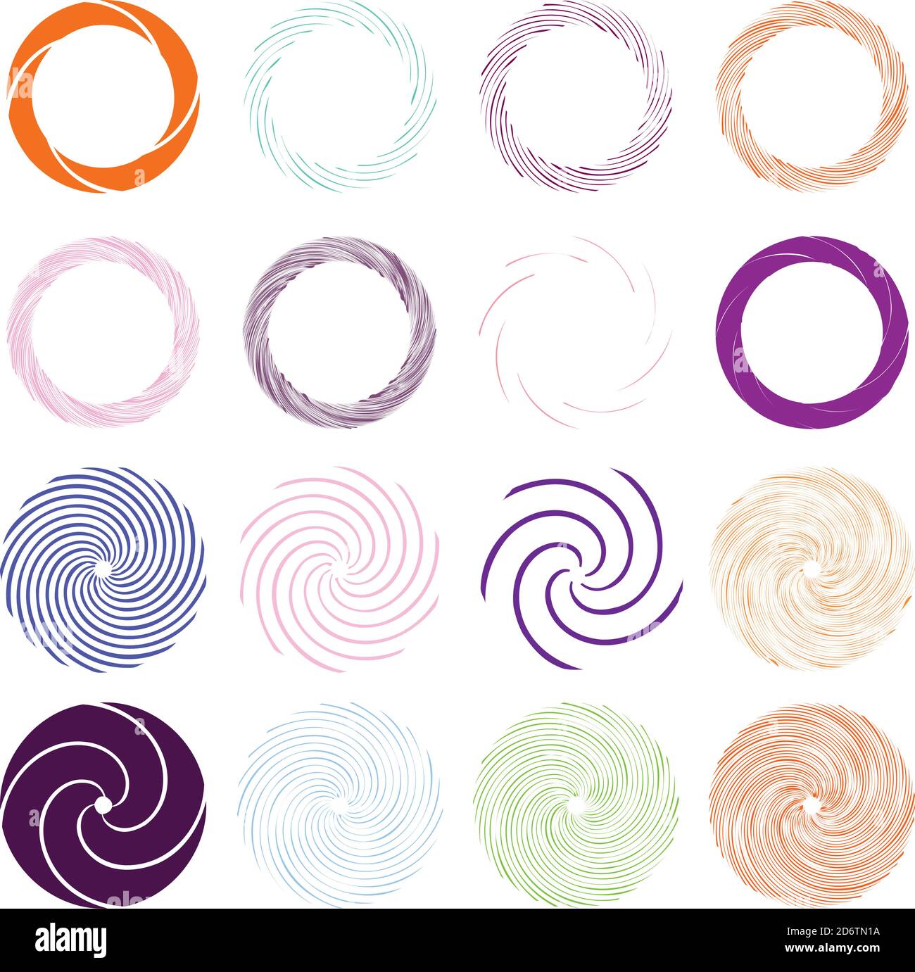 Circular Spiral, swirl, twirl design element. Concentric, radial and ...