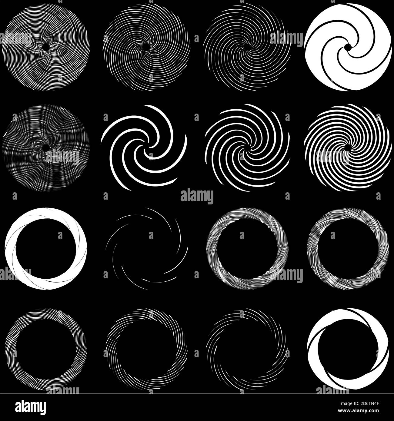 Circular Spiral, swirl, twirl design element. Concentric, radial and ...