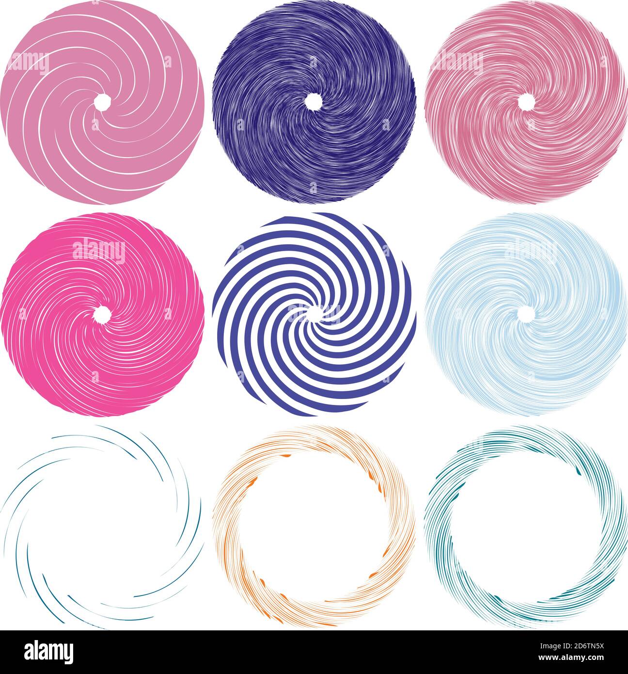 Circular Spiral, swirl, twirl design element. Concentric, radial and ...