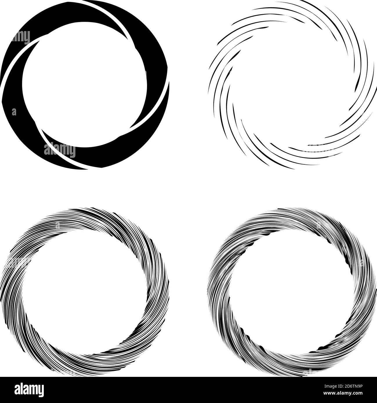 Circular Spiral, swirl, twirl design element. Concentric, radial and ...