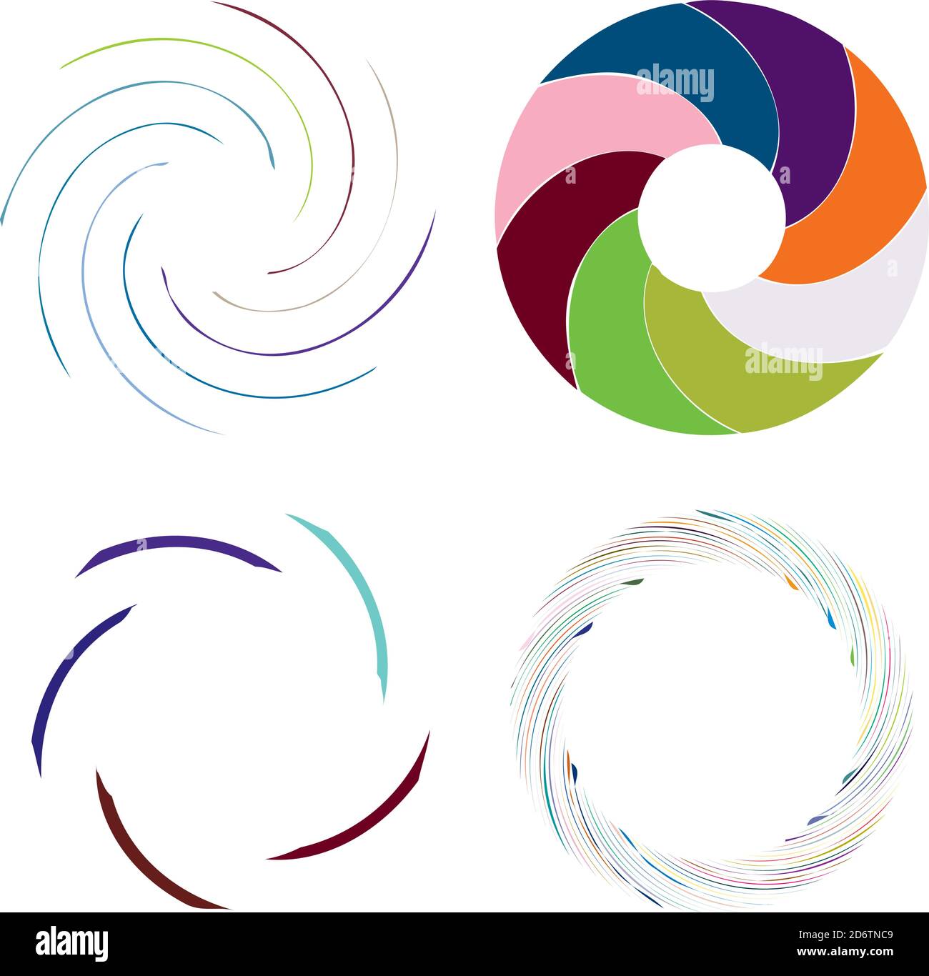 Circular Spiral, swirl, twirl design element. Concentric, radial and ...