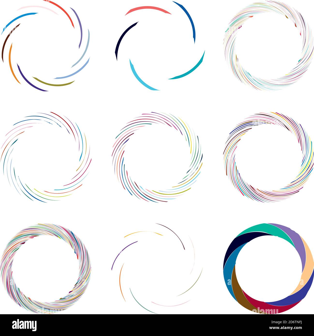Circular Spiral, swirl, twirl design element. Concentric, radial and ...