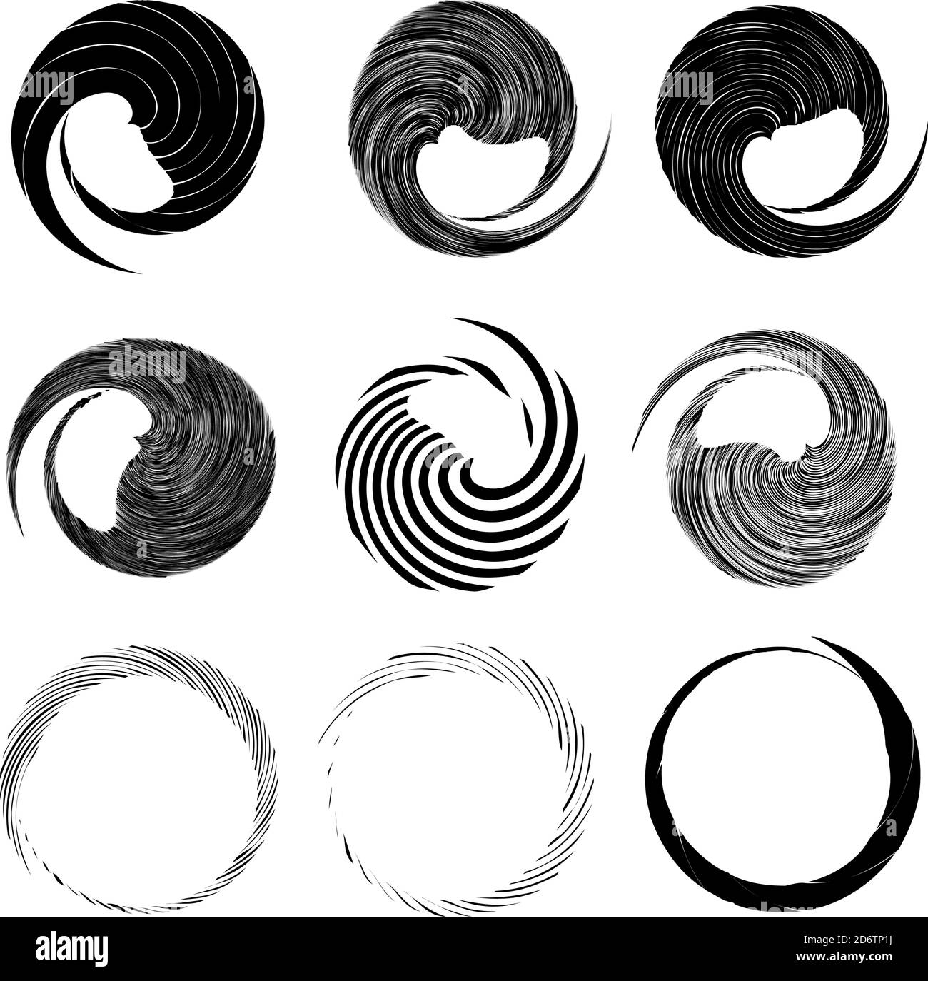 Circular Spiral, swirl, twirl design element. Concentric, radial and ...