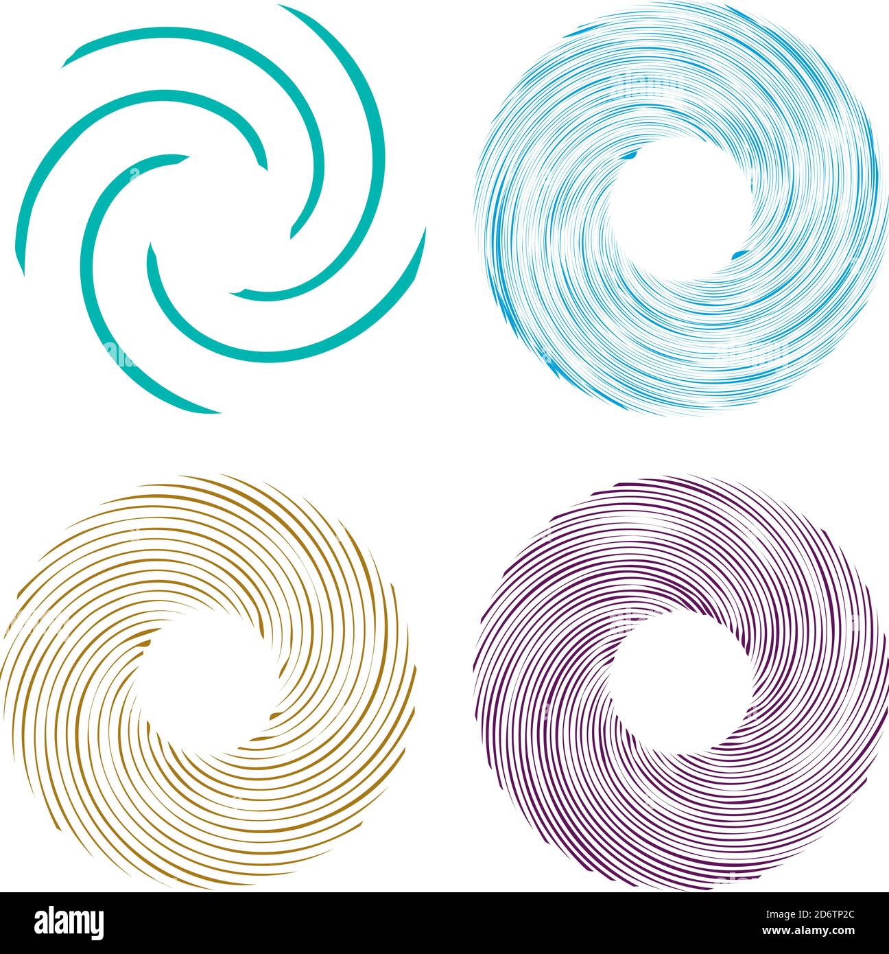 Circular Spiral, swirl, twirl design element. Concentric, radial and ...