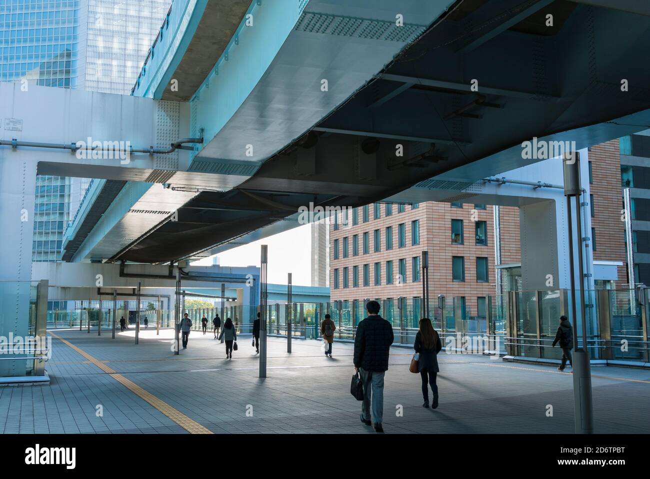 The elevated footbridge at Shiodome district Tokyo Japan Stock Photo ...