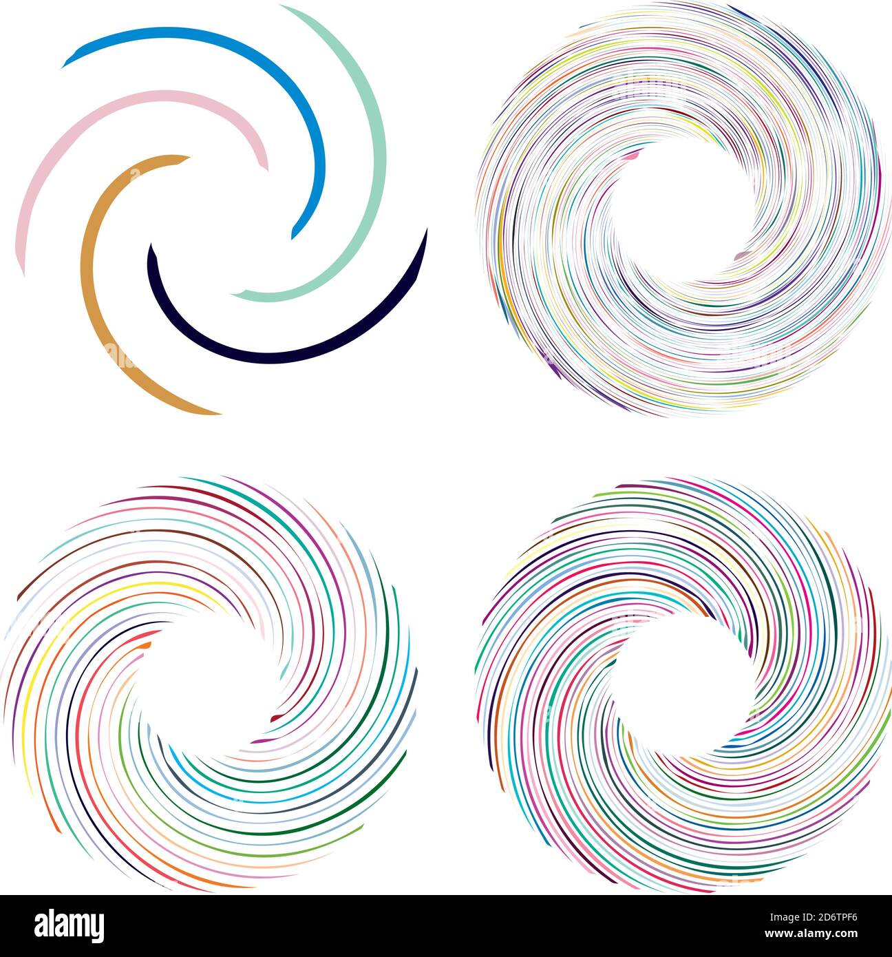 Circular Spiral, swirl, twirl design element. Concentric, radial and ...