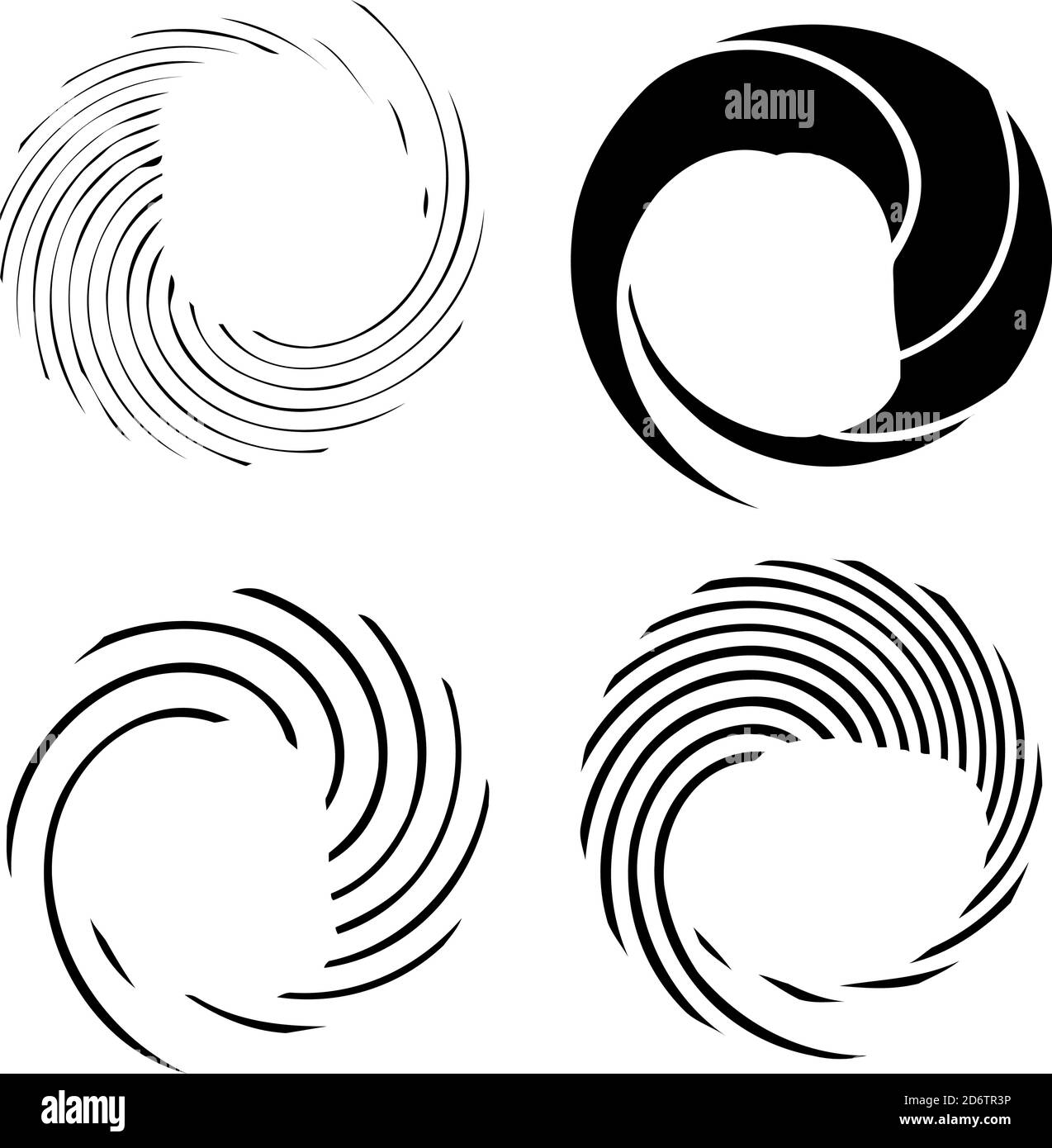 Circular Spiral, swirl, twirl design element. Concentric, radial and ...