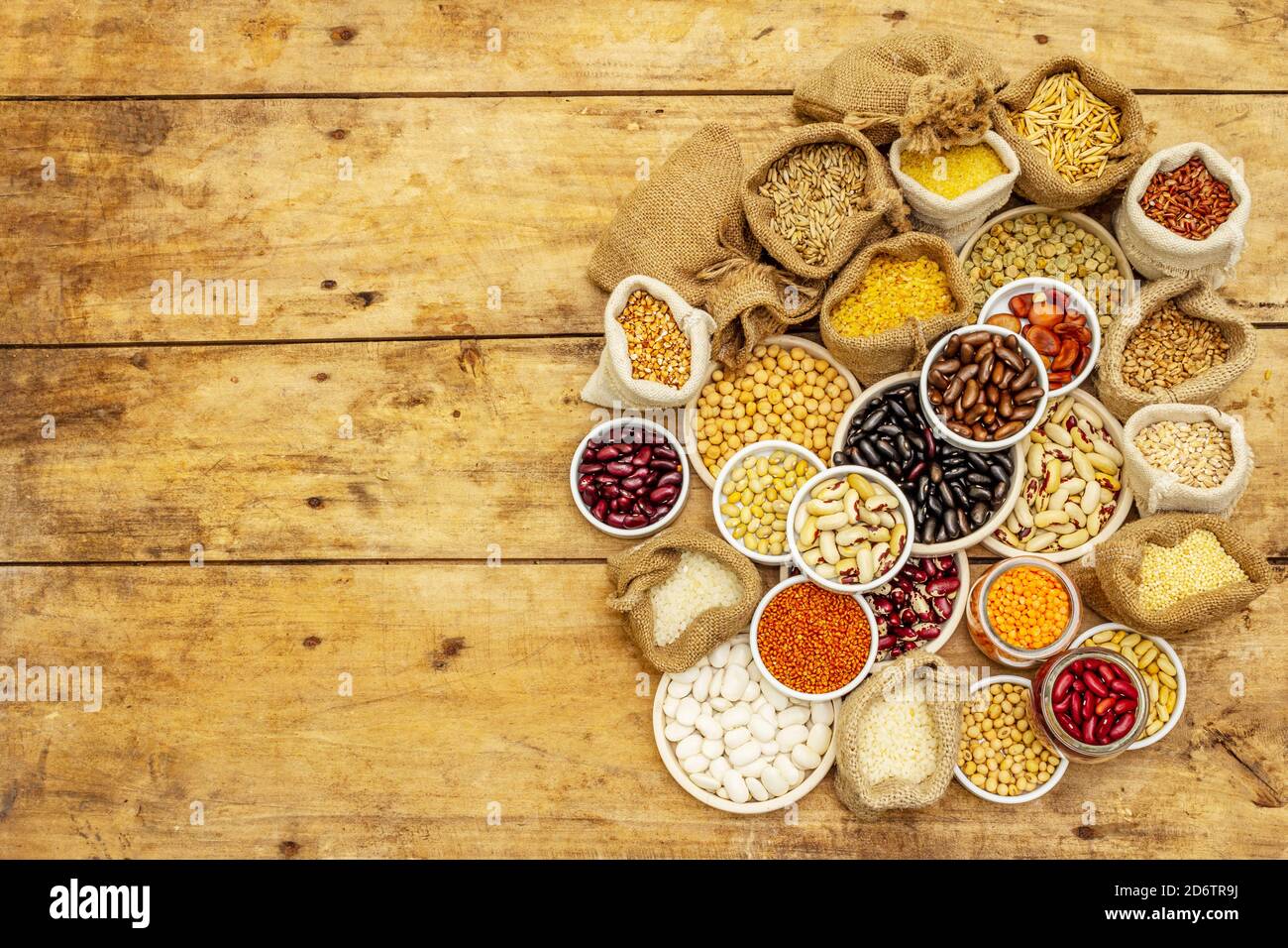 Assorted different types of beans and cereals grains. Set of ...