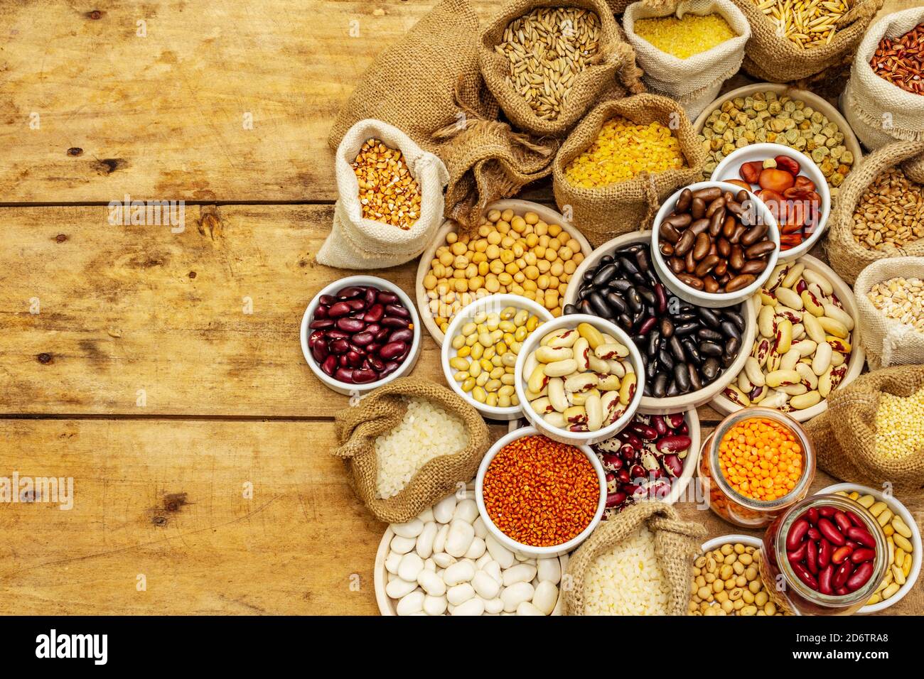 Assorted different types of beans and cereals grains. Set of ...