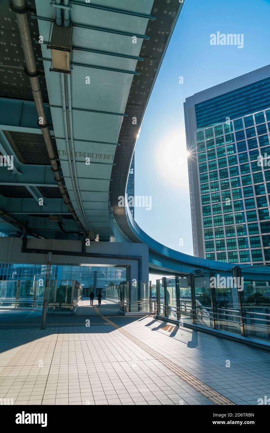 The elevated footbridge at Shiodome district Tokyo Japan Stock Photo ...