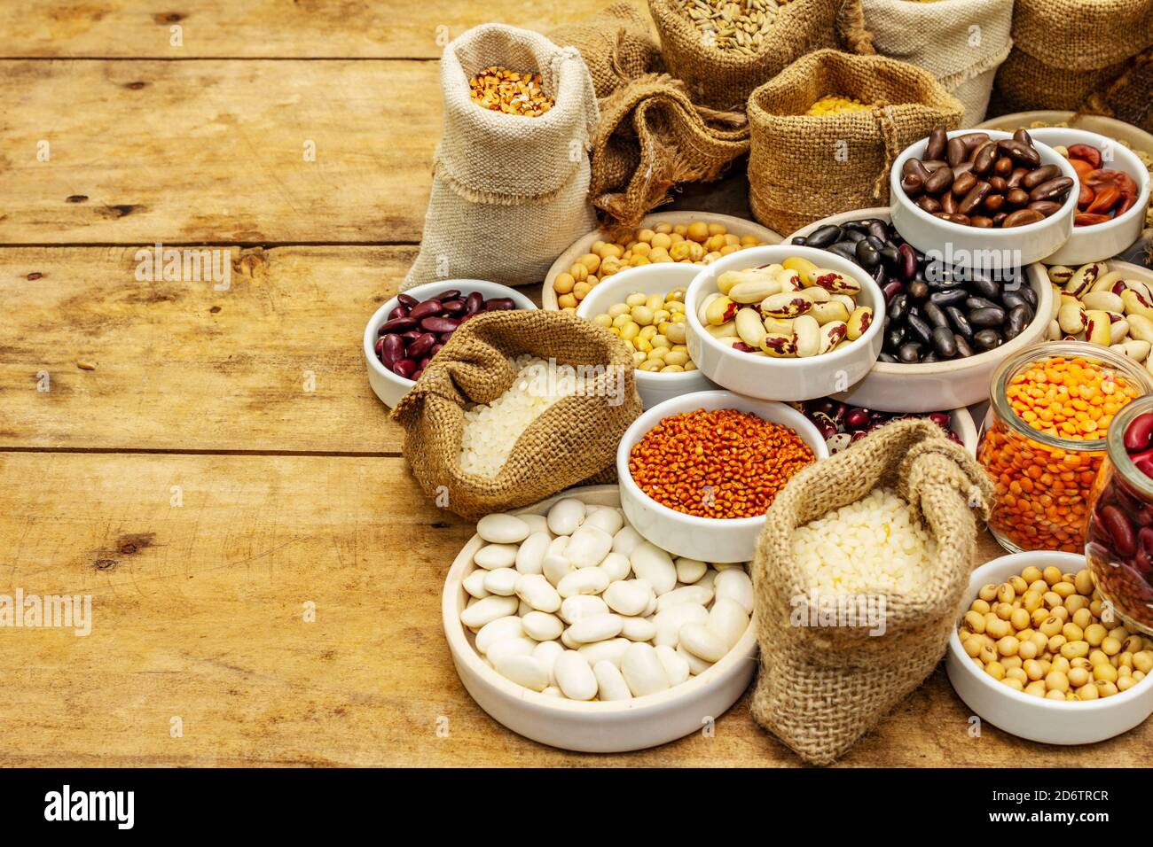 Assorted different types of beans and cereals grains. Set of ...