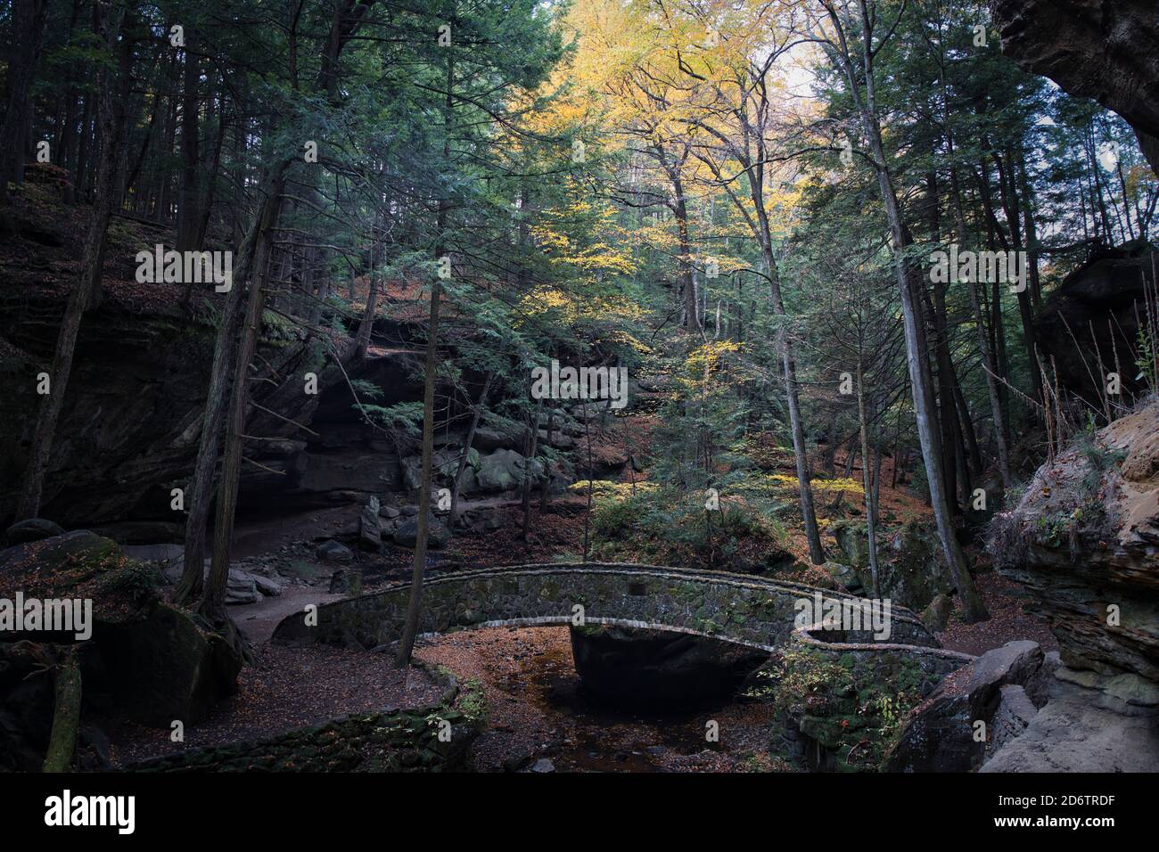 Bridge in Old man's cave hocking hills ohio. Bridge over waterway ...