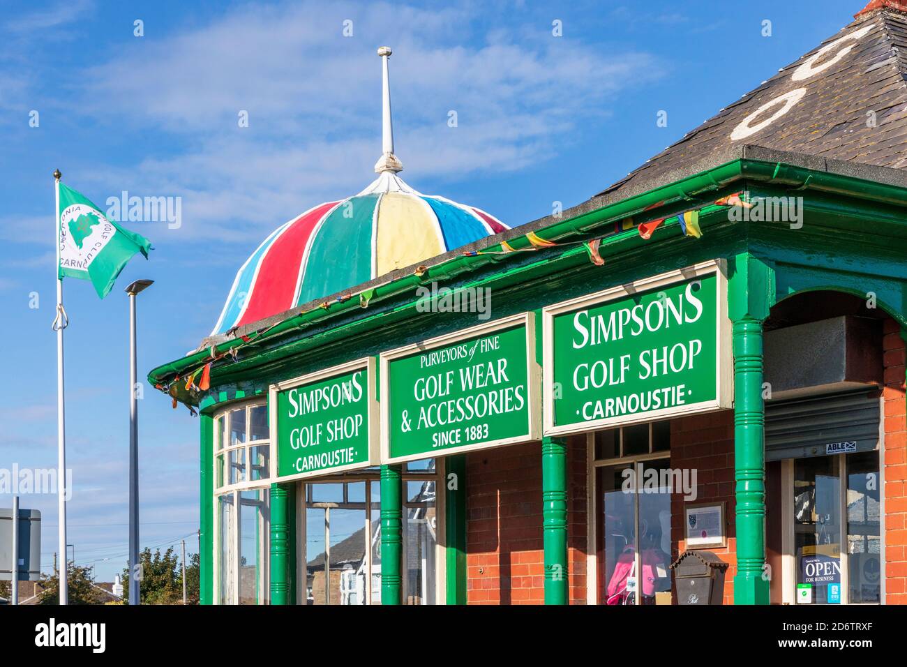 Exterior of the well known Simpsons Golf shop, opposite Carnoustie Golf ...