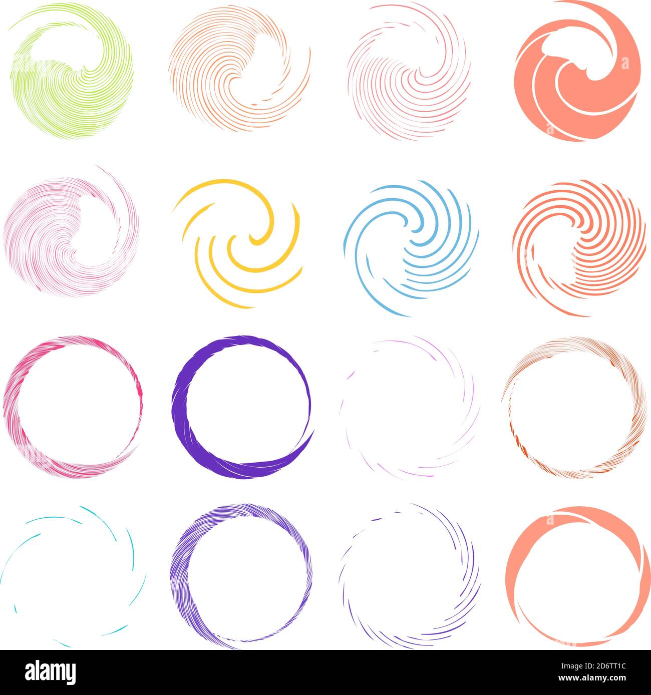 Circular Spiral, swirl, twirl design element. Concentric, radial and ...